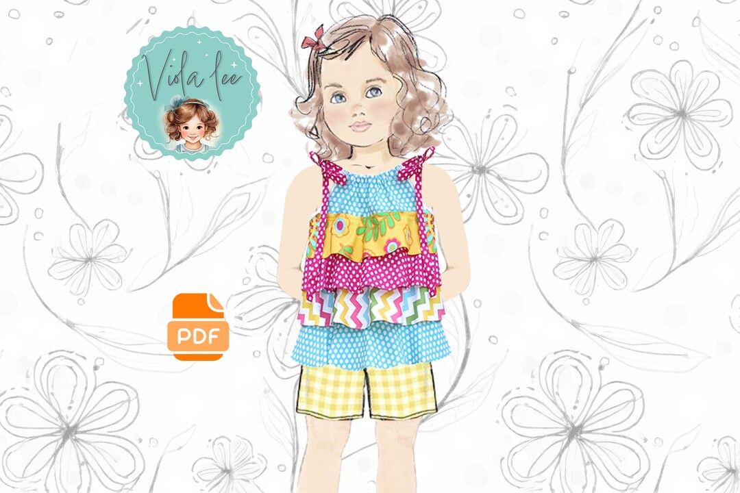 Girls Layered Ruffle Summer Top Sewing Pattern. PDF Digital Instant ...