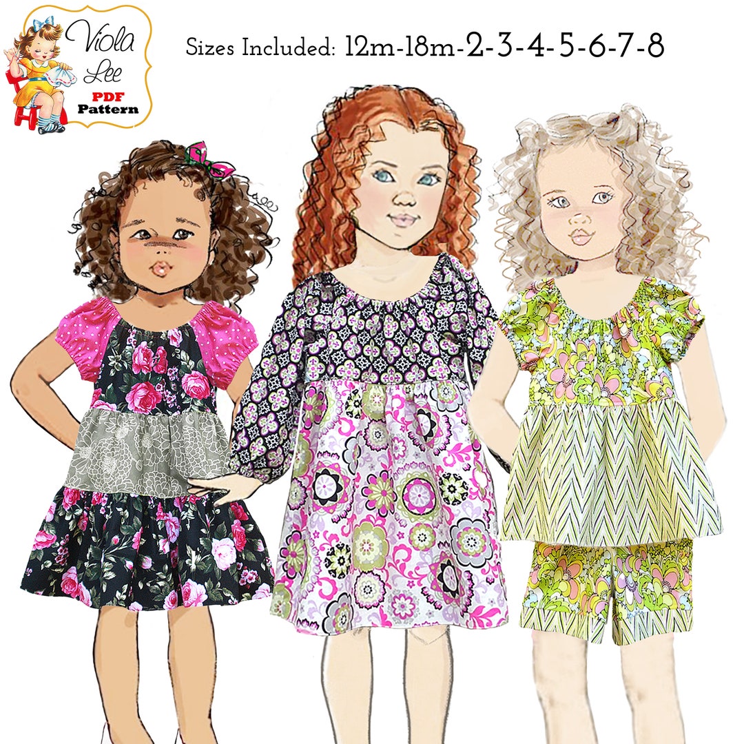 Girls Peasant Dress/top PDF Sewing Pattern. Short & Long Sleeve Options ...