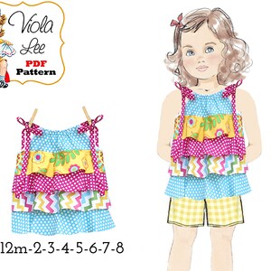 Girls Layered Ruffle Summer Top Sewing Pattern. PDF Digital - Etsy