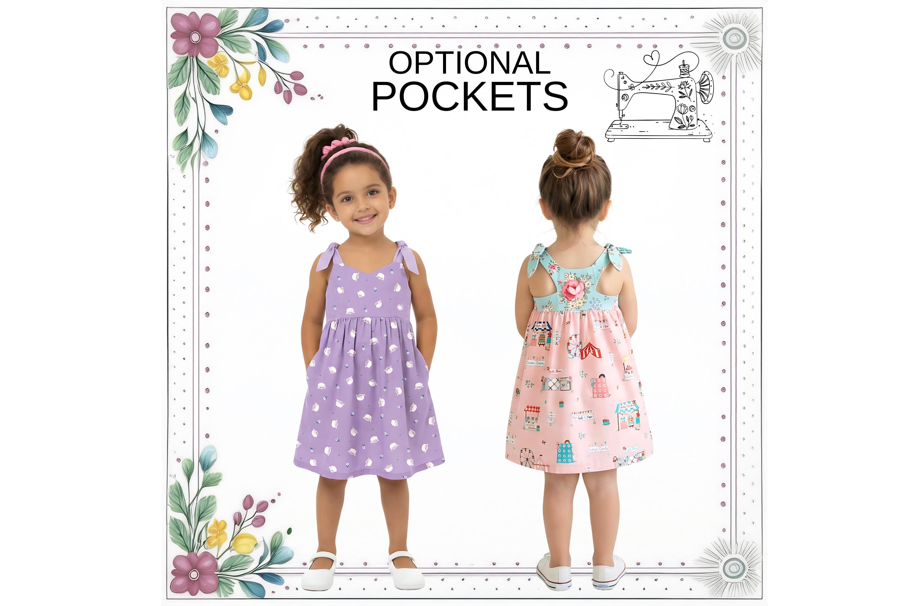 Girls Yoke Dress Sewing Pattern – Razor Back, Optional Inseam Pockets ...