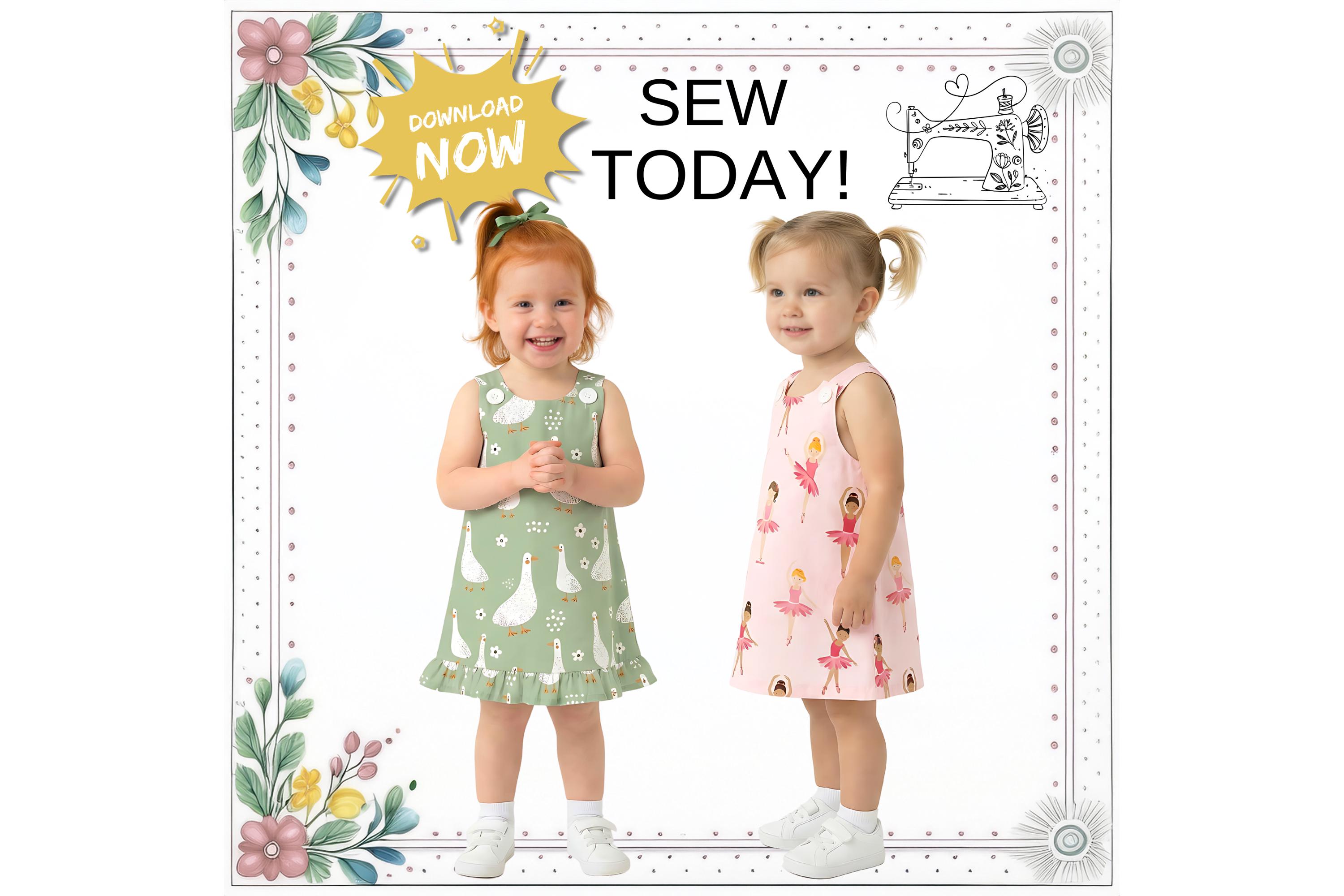 Girls Classic A-line Dress/jumper PDF Sewing Pattern. Ruffle Hem ...