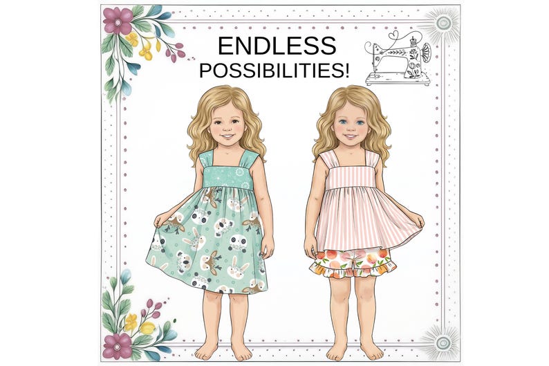Girls Dress -top PDF Sewing Pattern With Optional Pockets. Sizes 2 to ...