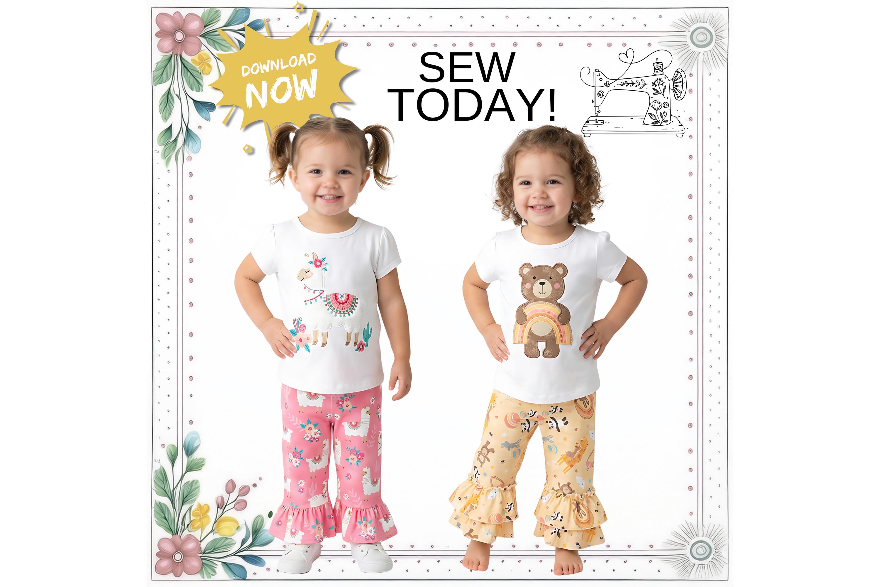 Girl's Ruffle Pants PDF Sewing Pattern. Single or Double Ruffles. Sizes ...