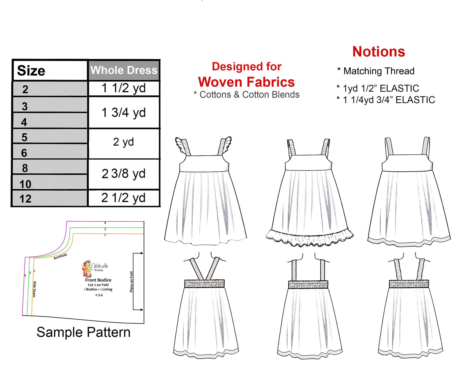 Girls Dress PDF Sewing Pattern. Sizes 2-12. Easy Toddler Dress With ...