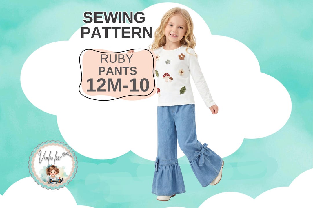 WIDE LEG Girls Ruffle Pants PDF Sewing Pattern. Instant Download. Sizes ...