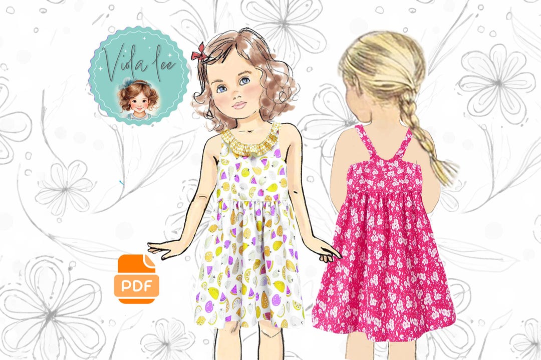 Girls Easy Dress Sewing Pattern. Toddler Open Back Sundress Pattern ...