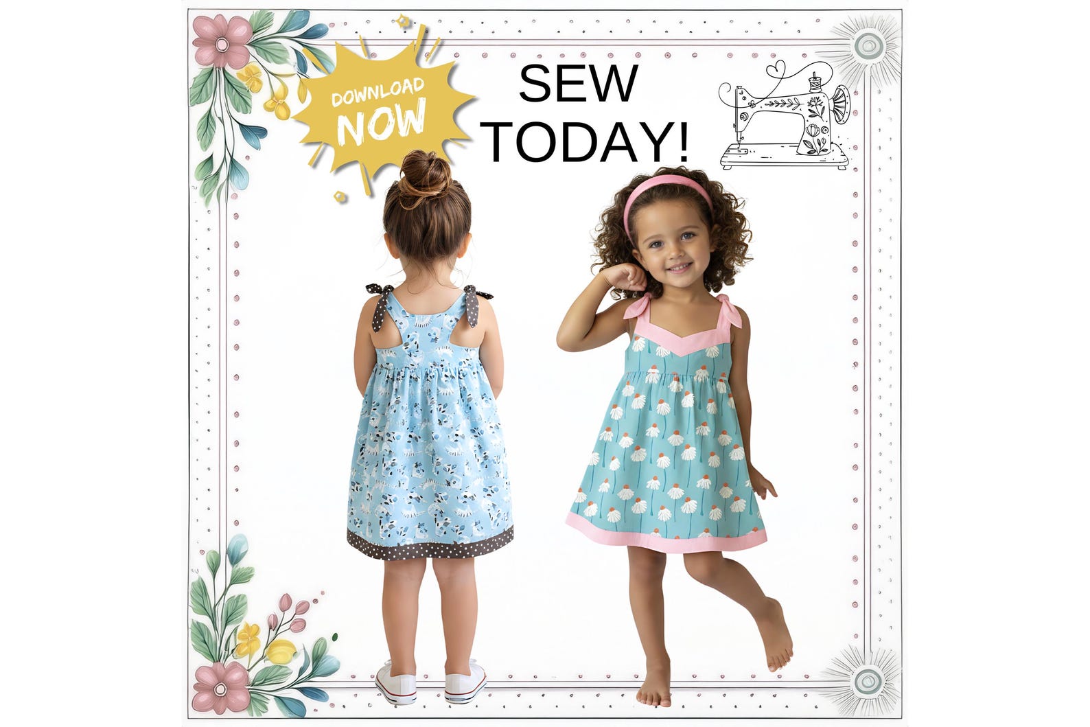 Girls Yoke Dress Sewing Pattern – Razor Back, Optional Inseam Pockets ...