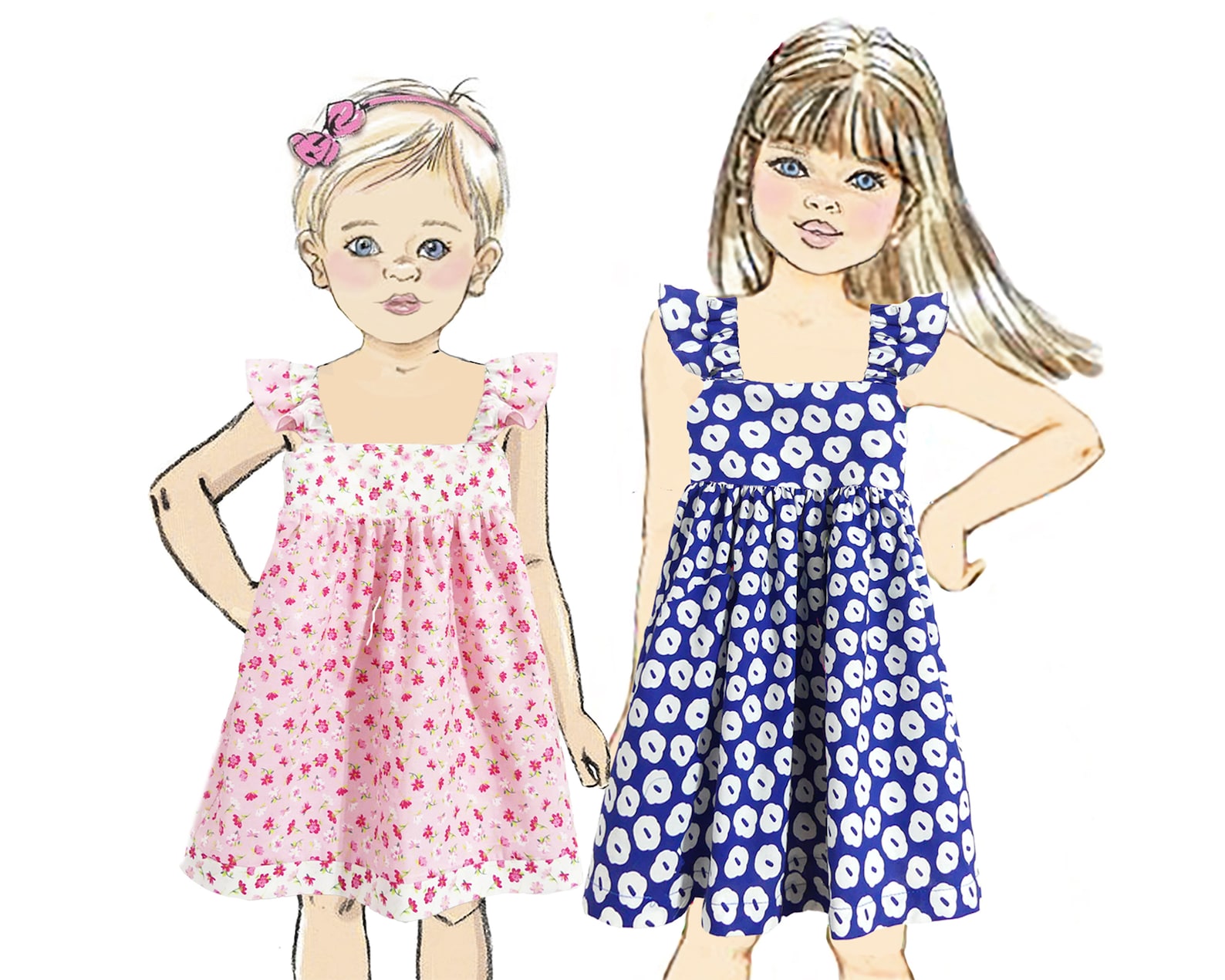 Girls Dress PDF Sewing Pattern. Sizes 2-12. Easy Toddler Dress With ...