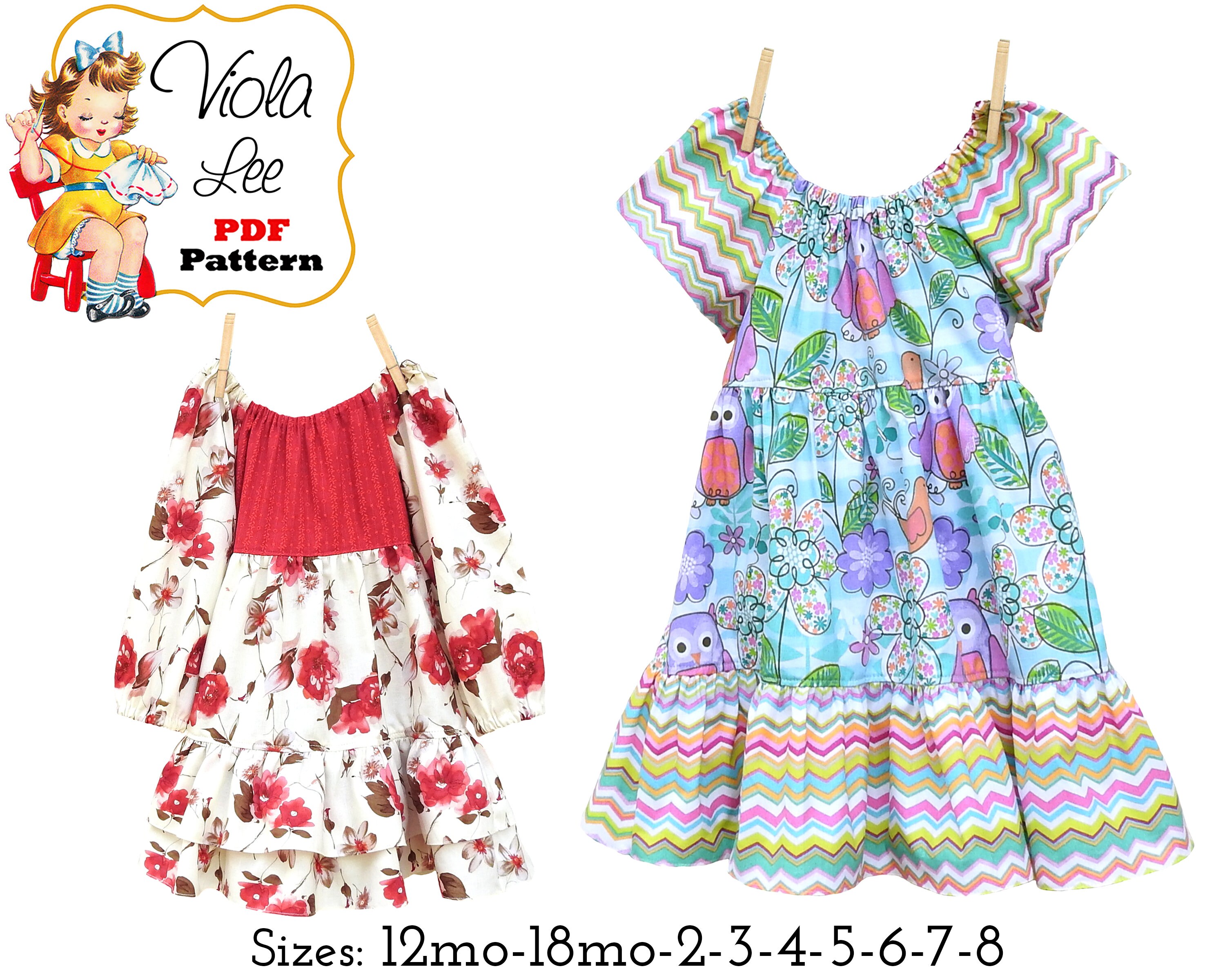 Classic Girls Peasant Dress PDF Sewing Pattern. Short and Long | Etsy