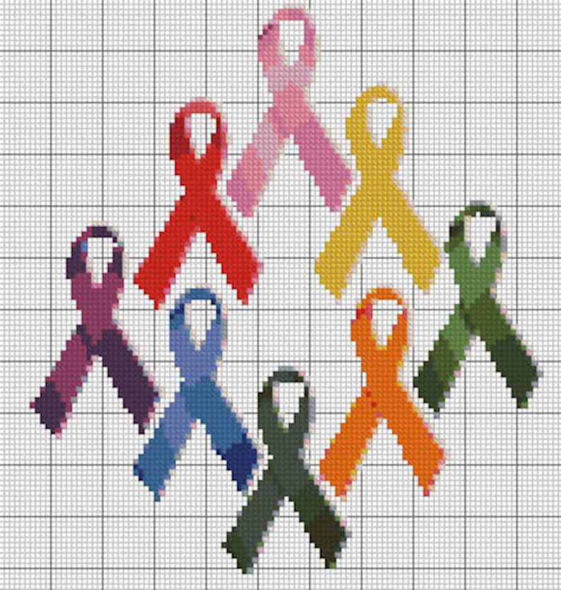 Cancer Ribbons Cross Stitch Pattern Cancer Fundraiser & Easy - Etsy Sweden