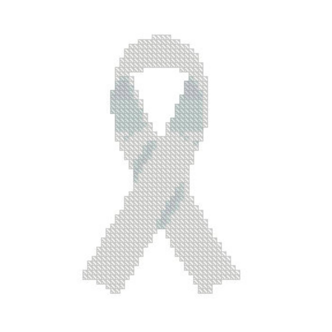 Lung Cancer Ribbon Cross Stitch Pattern - Cancer Fundraiser & Easy ...