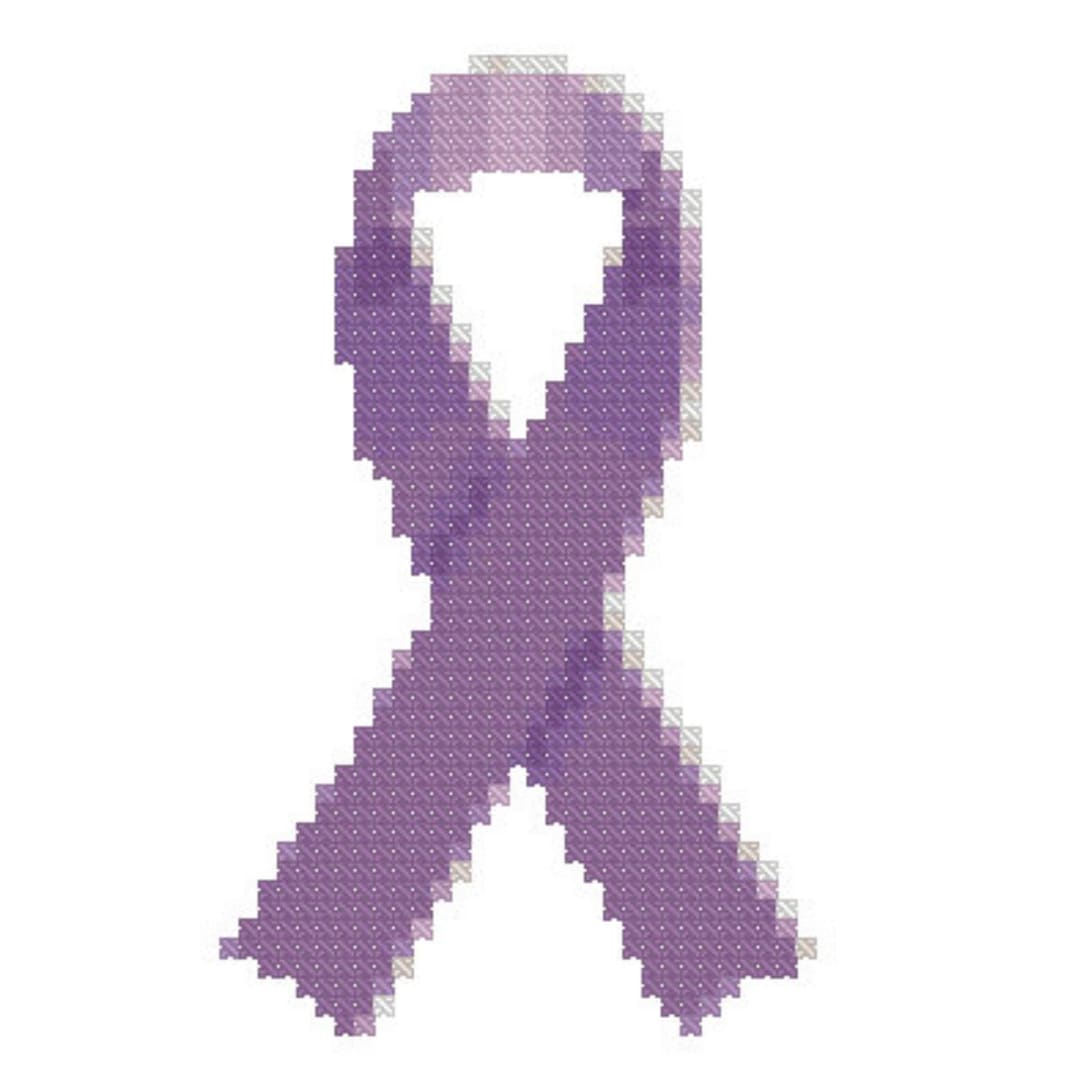 Pancreatic Cancer Ribbon Cross Stitch Pattern - Cancer Fundraiser ...
