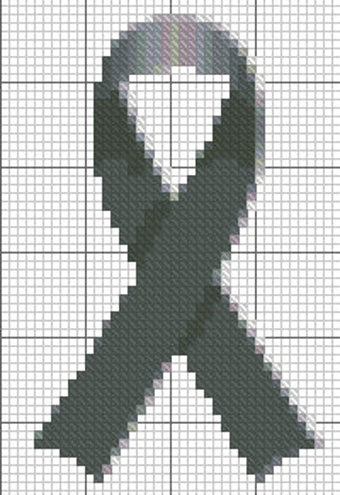 Melanoma Cancer Ribbon Cross Stitch Pattern Cancer Fundraiser & Easy ...