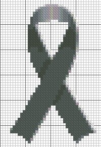 Melanoma Cancer Ribbon Cross Stitch Pattern Cancer Fundraiser & Easy ...