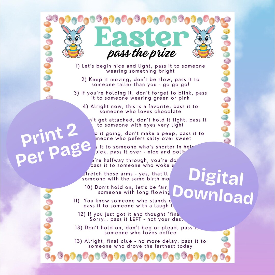 Easter Gift Pass Game - Fun Poem, Printable Easter Game, Fun & Festive ...