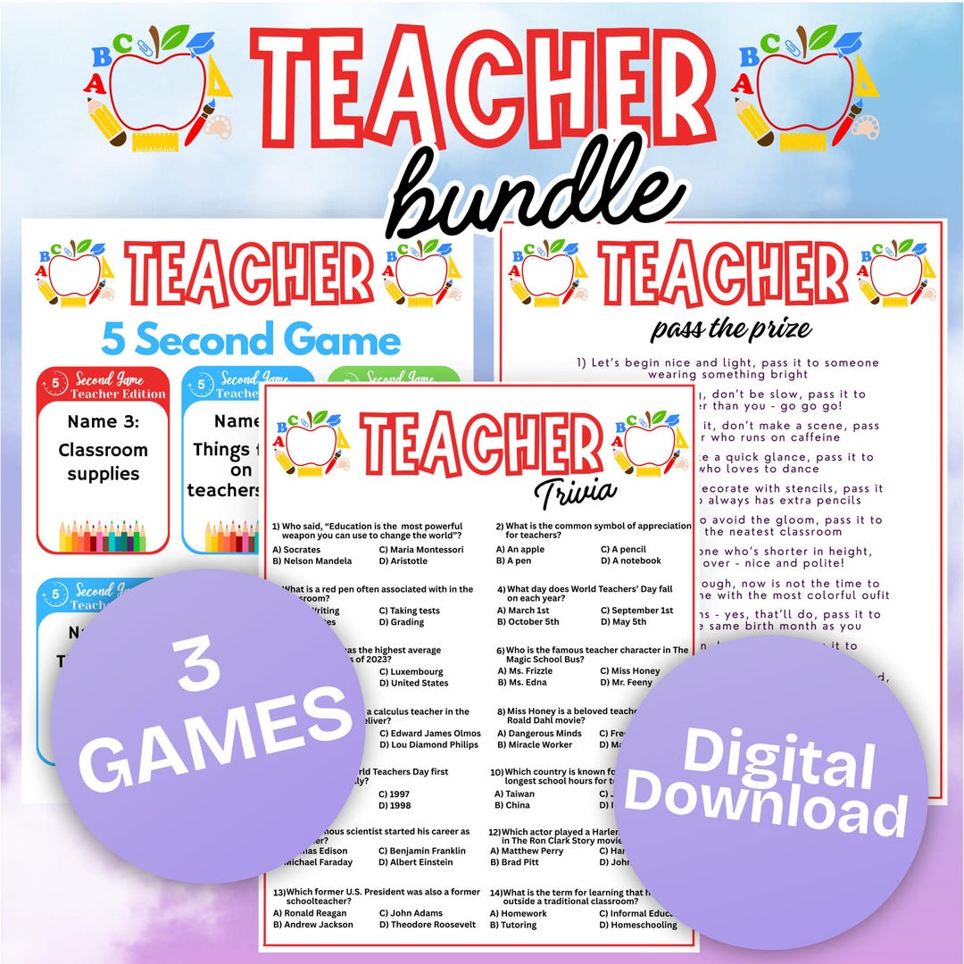 Teacher Bundle Printable Games,staff Rooms,teacher Appreciation Fun ...