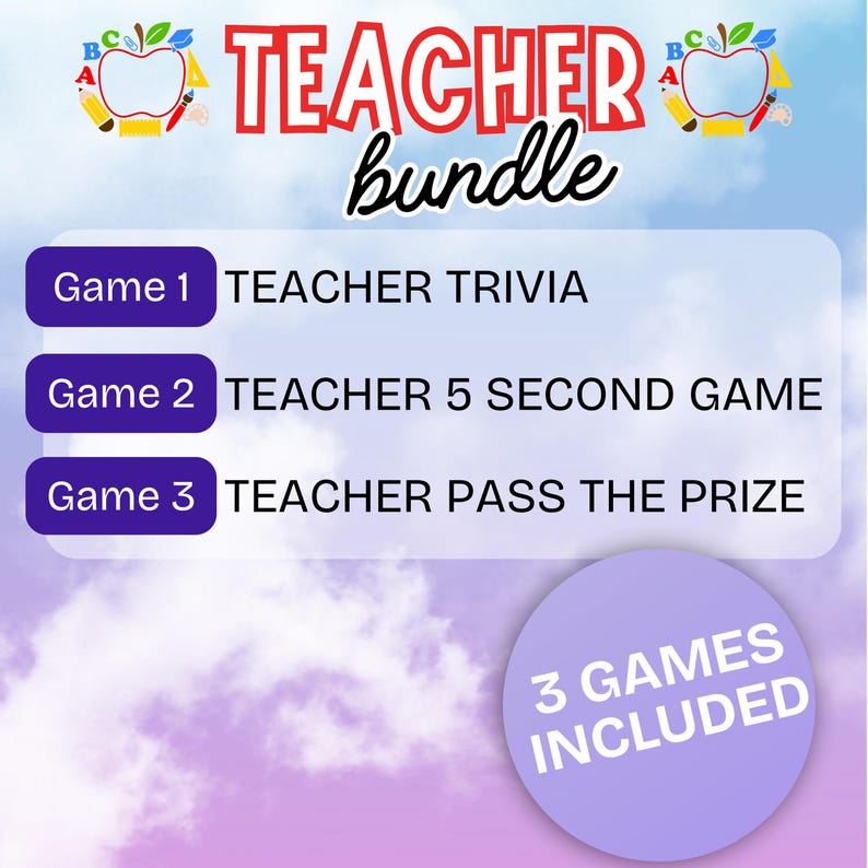 Teacher Bundle Printable Games,staff Rooms,teacher Appreciation Fun ...