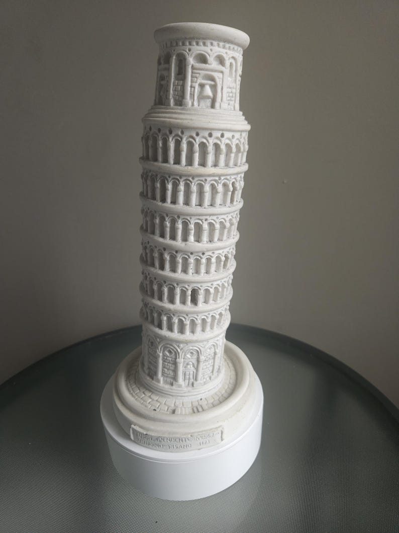 Vintage Alabaster Leaning Tower of Pisa Figurine Made in Italy Grand ...