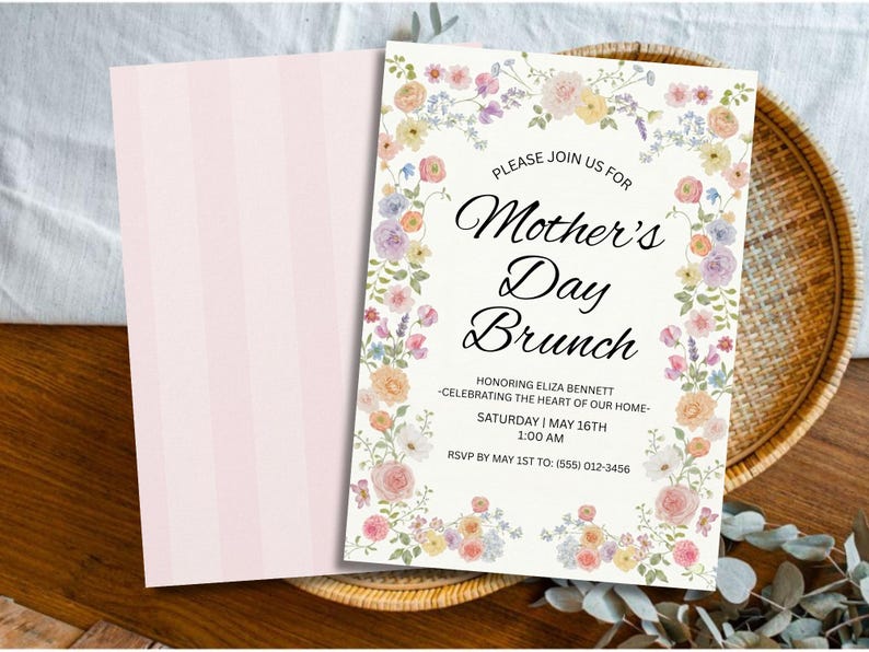 Elegant Mothers Day Brunch Invitation, Floral Brunch Invite, Spring ...