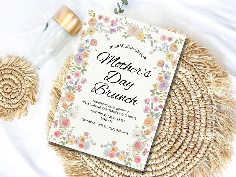 Elegant Mothers Day Brunch Invitation, Floral Brunch Invite, Spring ...