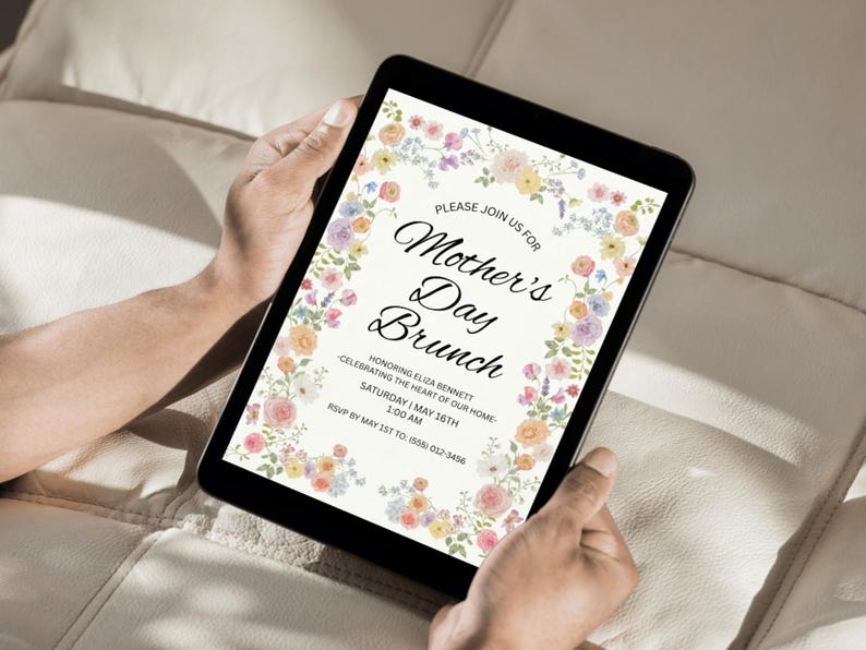 Elegant Mothers Day Brunch Invitation, Floral Brunch Invite, Spring ...
