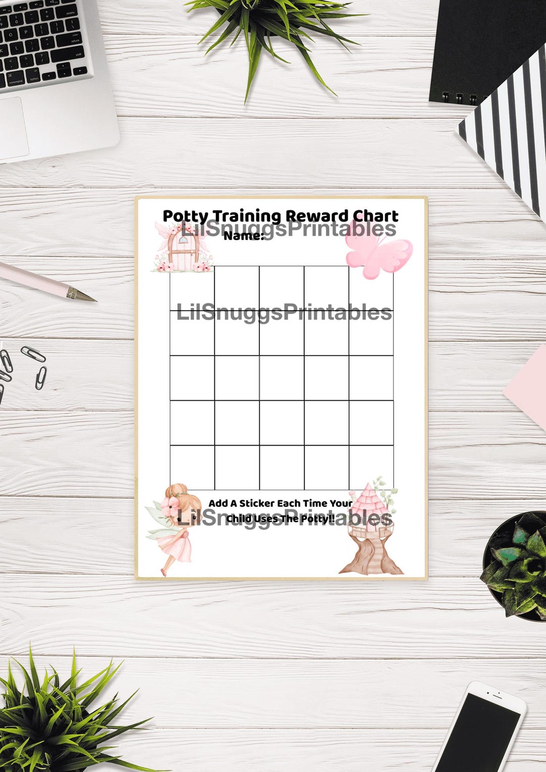 Fairy Potty Training Reward Chart, Toddler Sticker Chart (PDF Download ...
