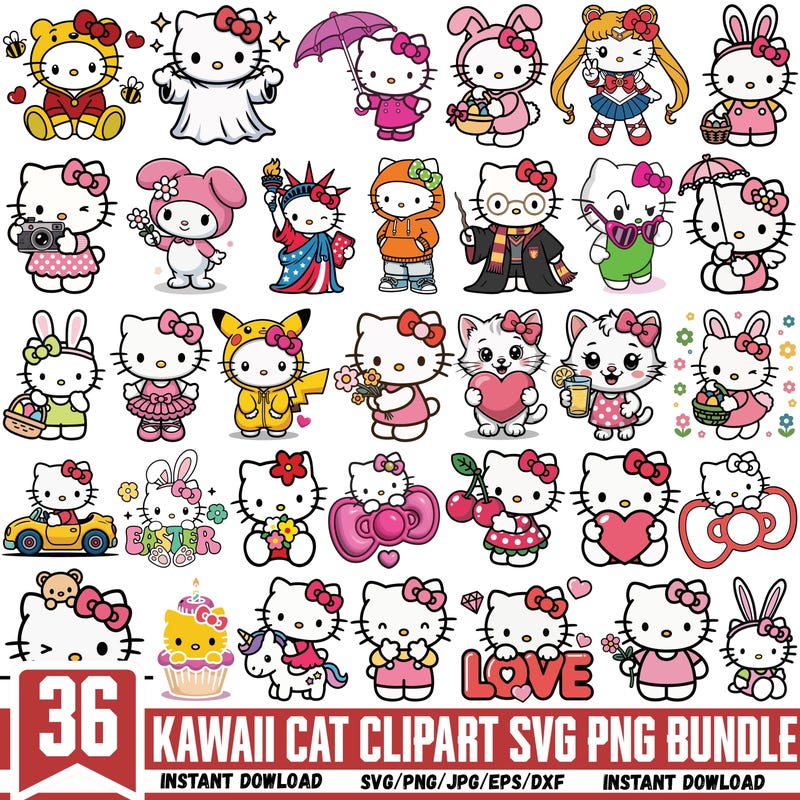 Kawaii Cat Cartoon Bundle - Etsy