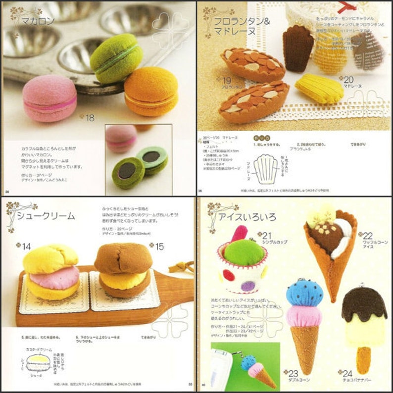 Felt Sweets PDF Patterns, Free Shipping, Kawaii Ebook No.29 - Etsy