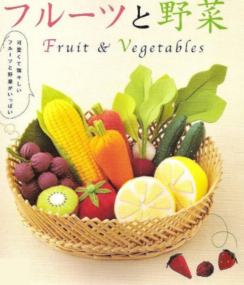 Patrón de frutas y verduras de fieltro, Ebook japonés PDF Kawaii, Coser ...