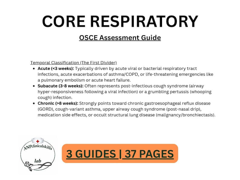 Core Respiratory Assessment OSCE Bundle | Respiratory, Cough ...