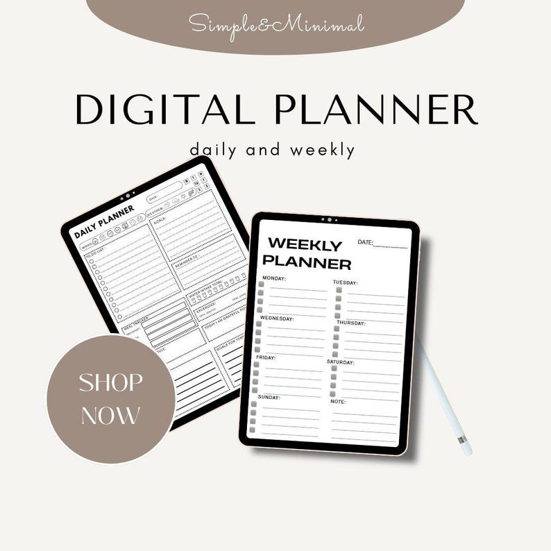 Minimalist ADHD Digital Planner: Daily, Weekly Habit Tracker (2026) - Etsy