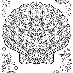 Seashell Serenity Ocean Mandala Coloring Book for Adults | 21 Pages PDF ...