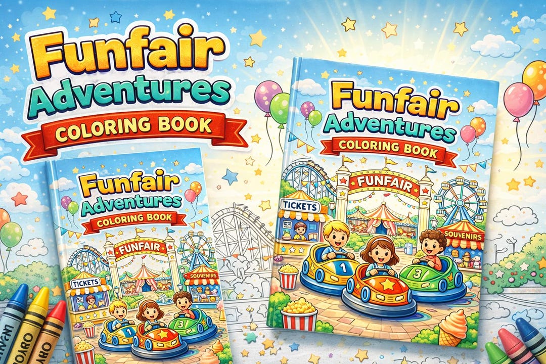 Funfair Adventures Coloring Book for Kids | Carnival and Amusement Park ...