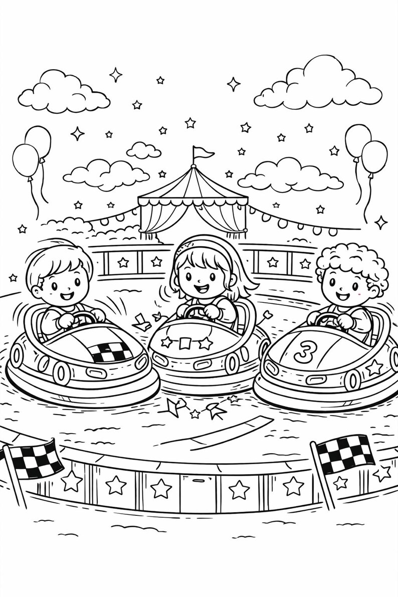 Funfair Adventures Coloring Book for Kids | Carnival and Amusement Park ...
