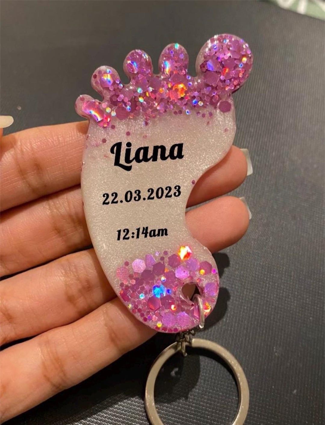 Personalized Resin Baby Footprint Keychain, Baby Keepsake,newborn Gift ...