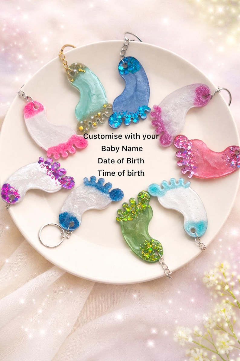 Personalized Resin Baby Footprint Keychain, Baby Keepsake,newborn Gift ...