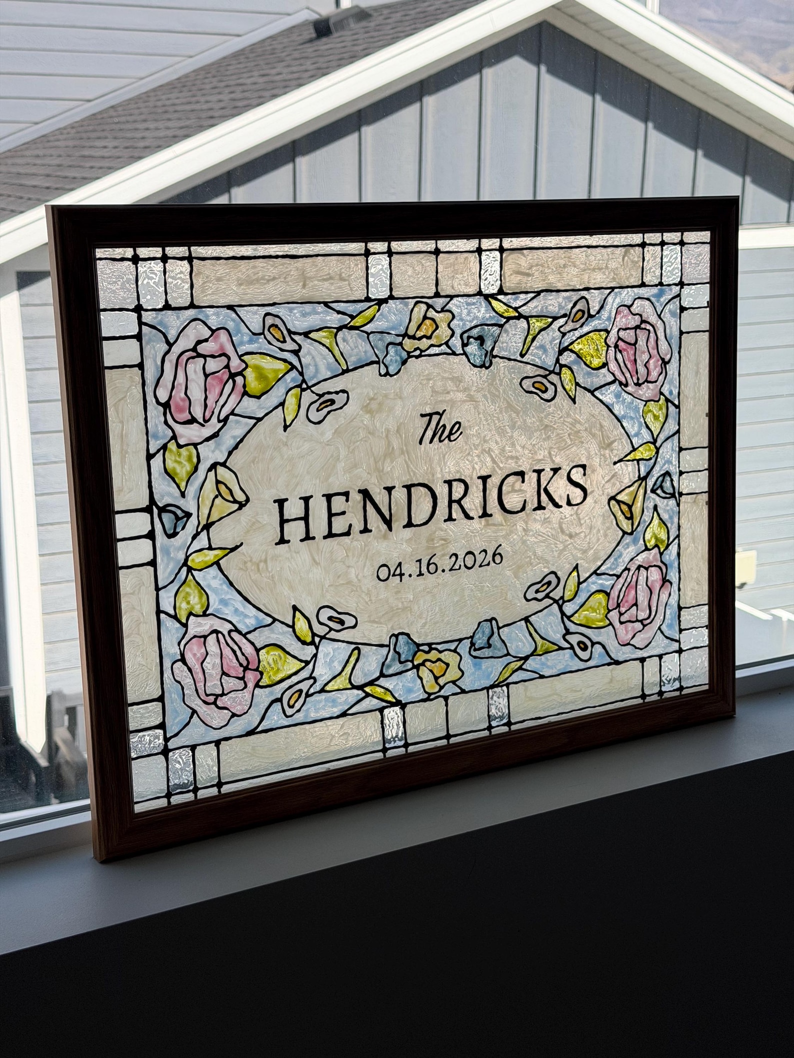 Faux Stained Glass Wedding Sign Table Numbers Digital Template in Black ...
