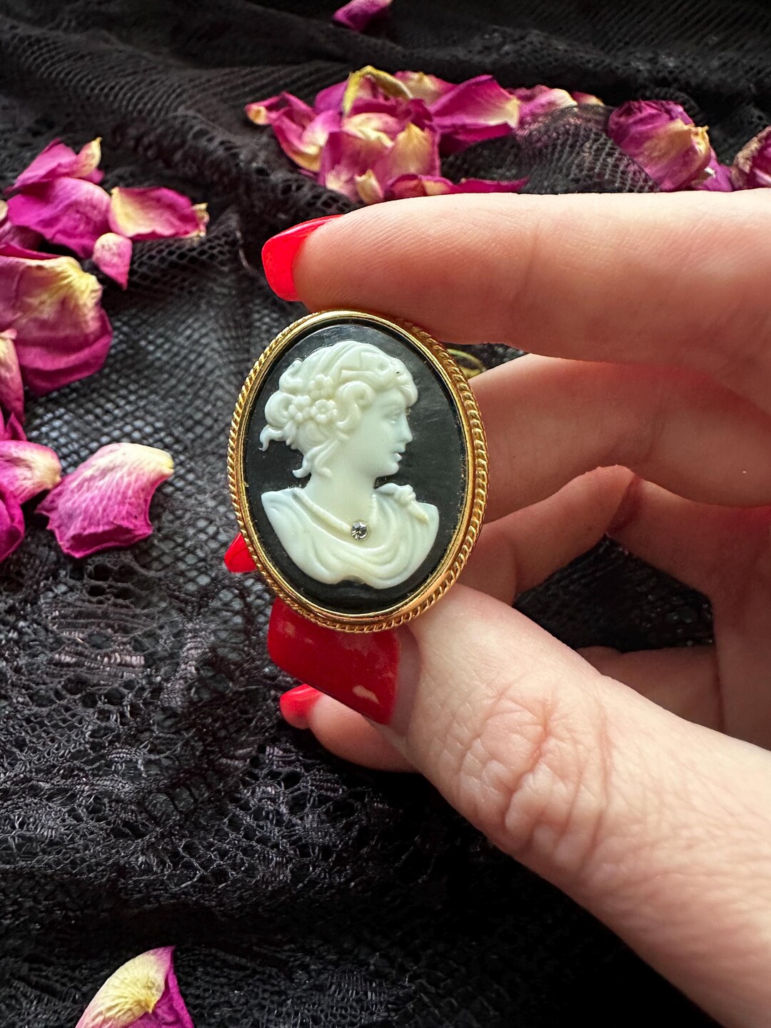 Victorian Black Cameo Brooch Pendant 1800s Antique - Etsy
