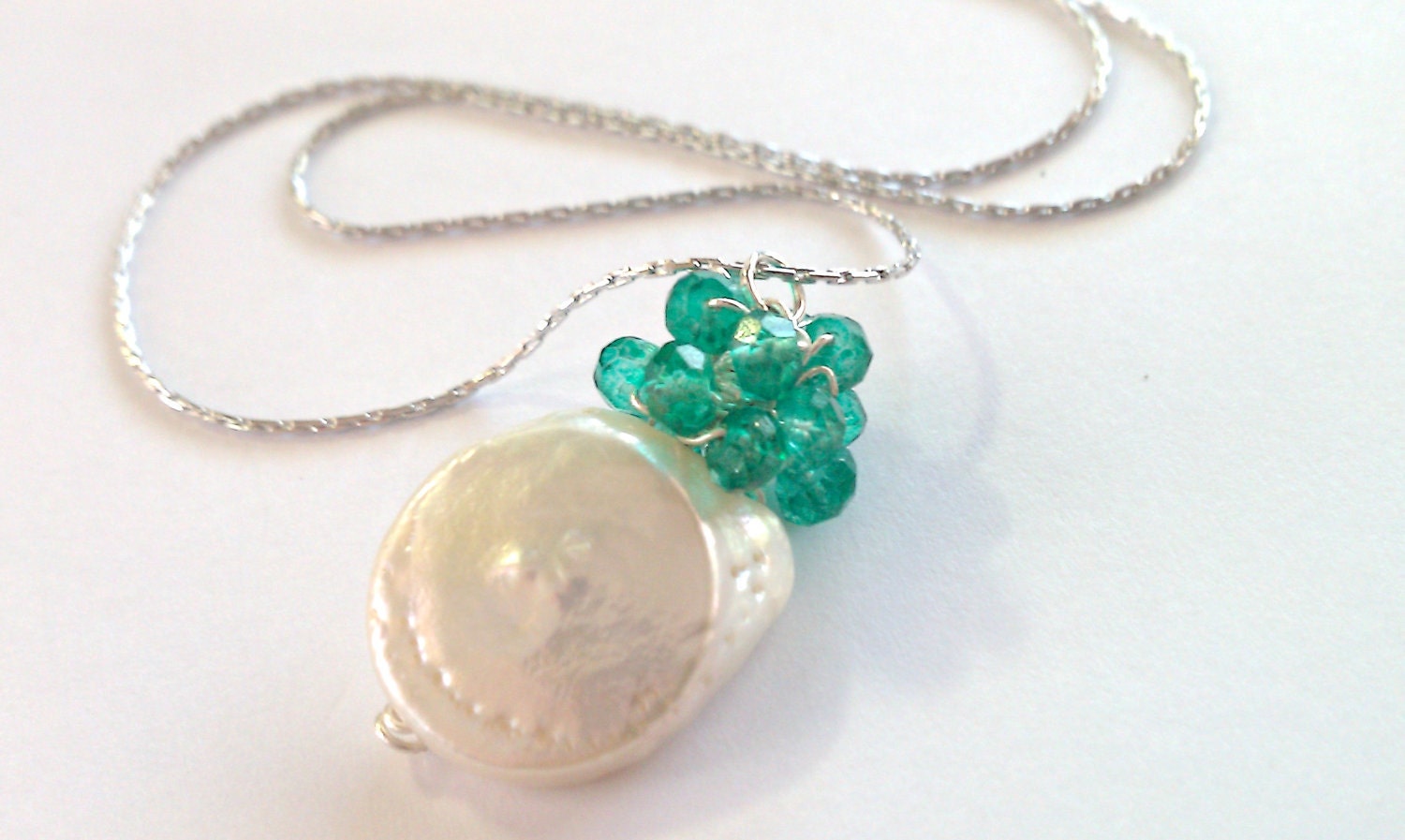 Emerald Coins Mystic Green Quartz and Freshwater Coin Pearl - Etsy