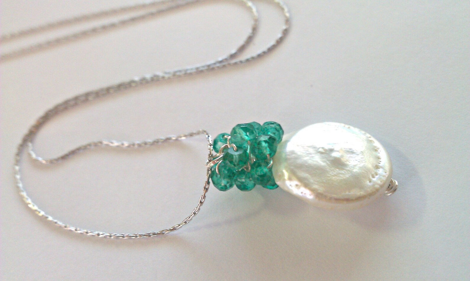 Emerald Coins Mystic Green Quartz and Freshwater Coin Pearl - Etsy