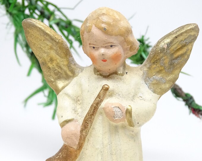 Antique 1940's German Angel, Hand Painted for Christmas Nativity Creche ...
