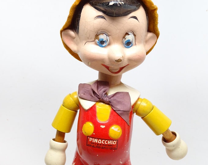 Antique 1940's Disney Pinocchio, Hand Painted Articulated Wood, Ideal ...