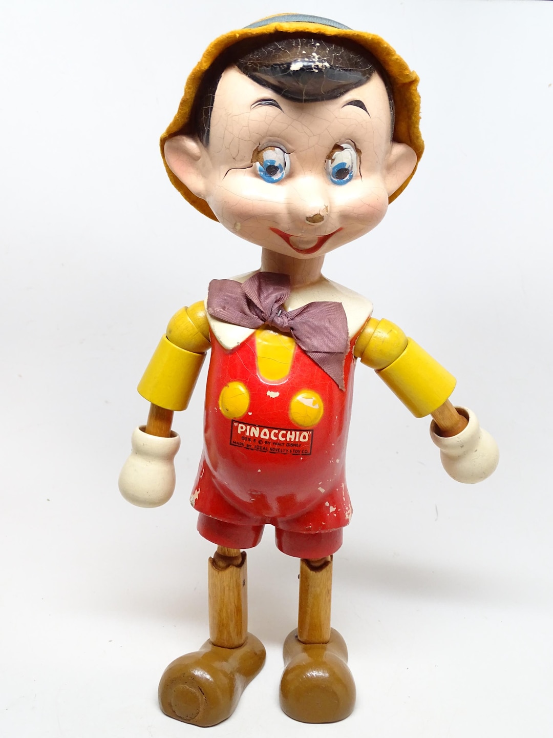 Antique 1940's Disney Pinocchio, Hand Painted Articulated Wood, Ideal ...
