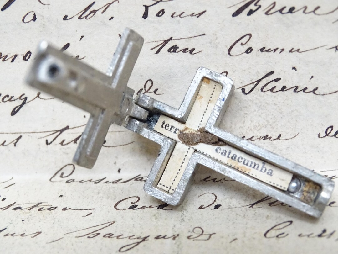 Antique Italian Crucifix With Terra Catacomba Relic in Cross Reliquary ...
