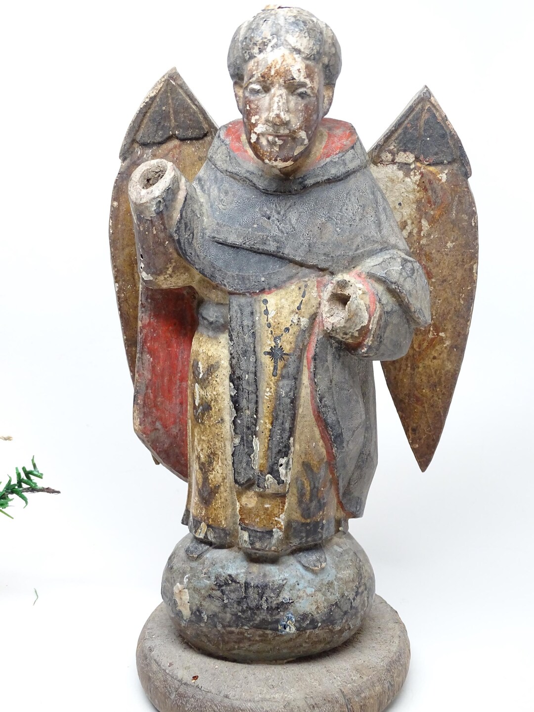 Antique 1800's Santos Saint Vincent Ferrer With Wings, Vintage Hand ...