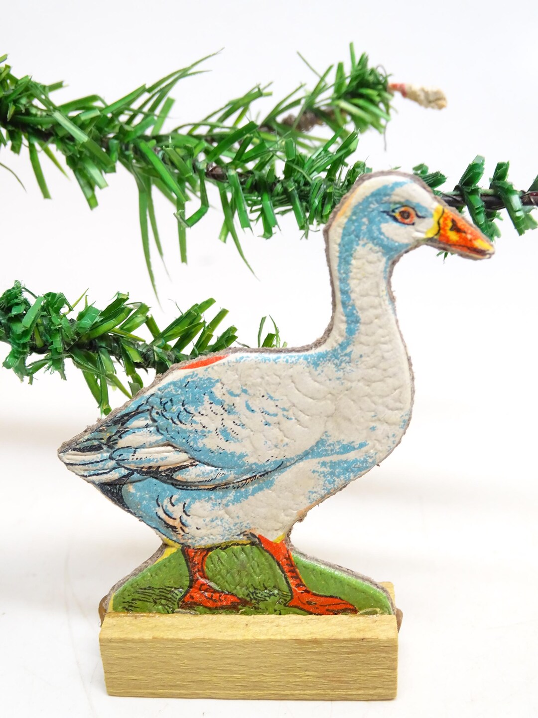 Antique German Goose in Wood Stand, Pressed Embossed Cardboard Stand up ...