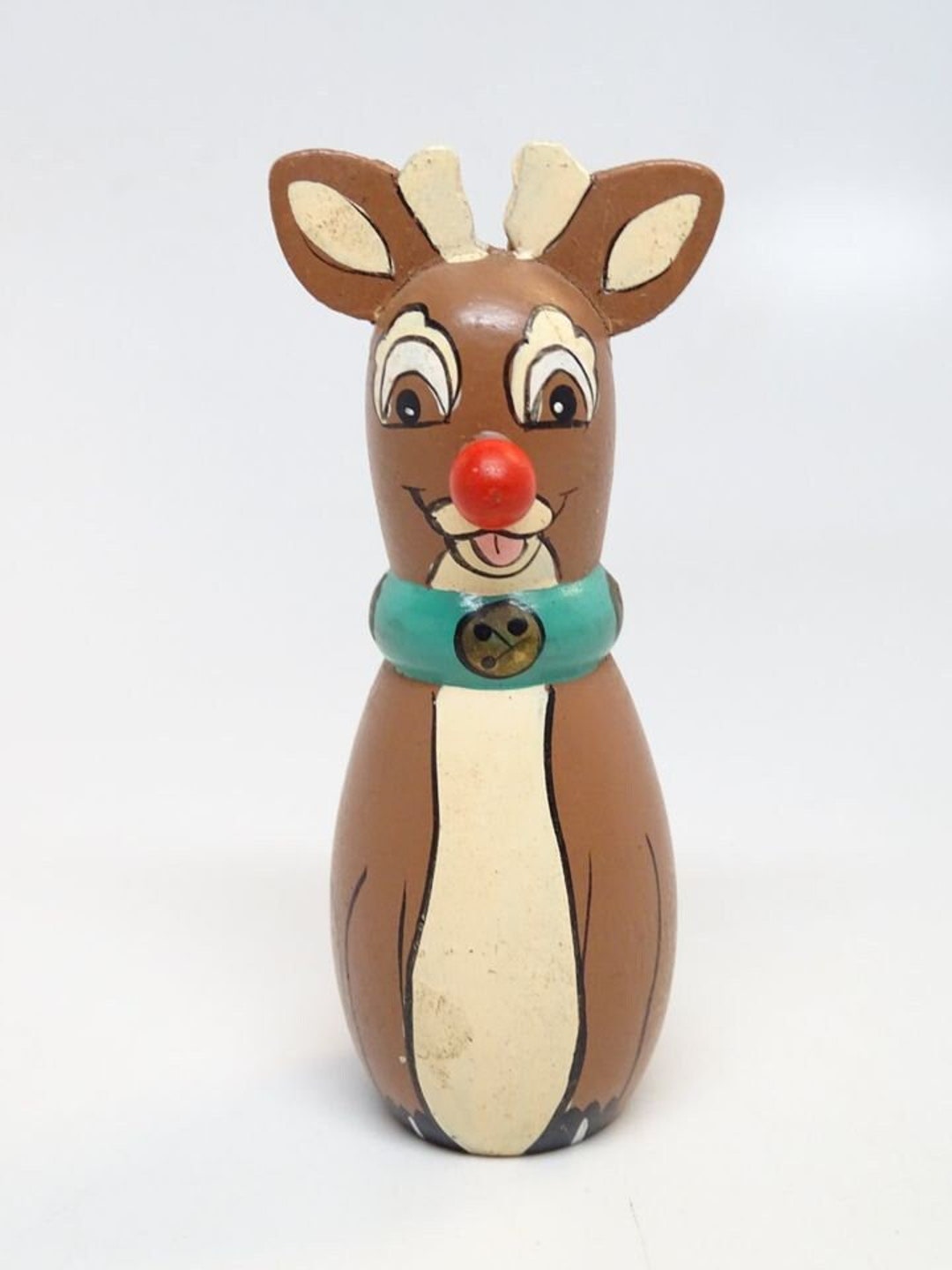 Vintage Wooden Rudolph the Red Nosed Reindeer, Hand Painted Wood for ...