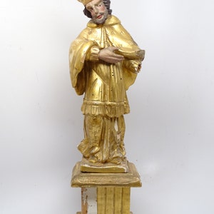 Antique 1800's Gilded Santos, Vintage Polychrome Carved Religious Saint ...