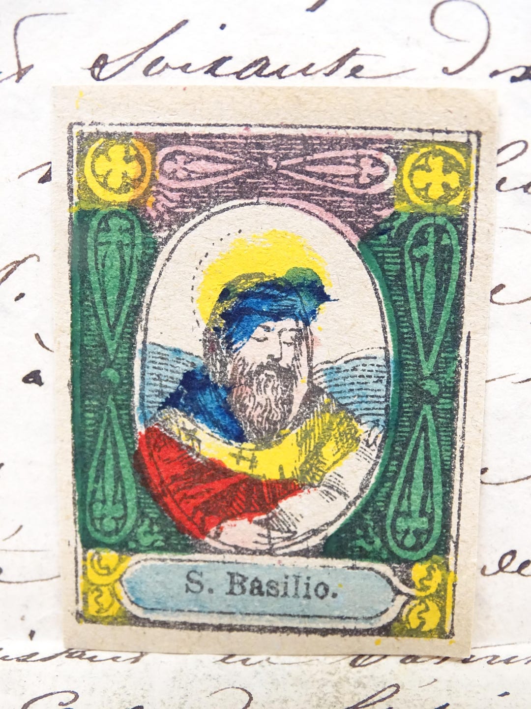 Antique Small 1800's Saint Basilio Holy Card, Patron Saint of the Poor ...