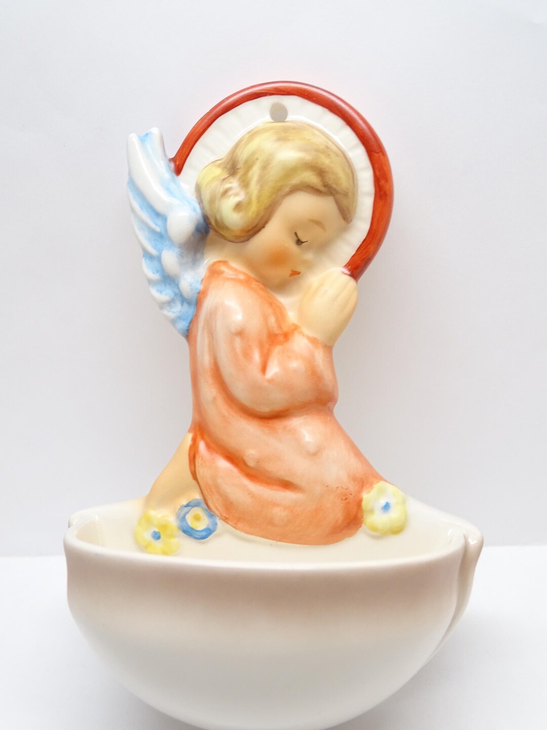 Vintage German Hummel Goebel Praying Angel Holy Water Font 91B, Hand Painted With Artist ...